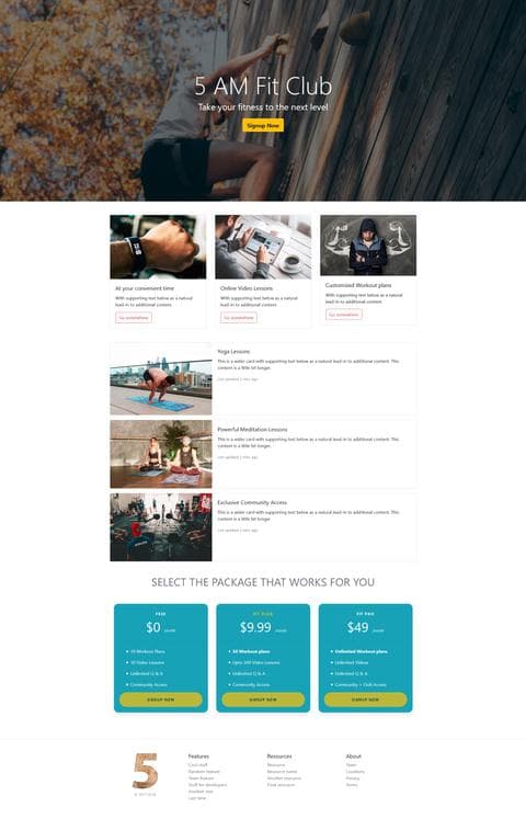 5am Fit Club | Bootstrap 4 Website template - Gridbox