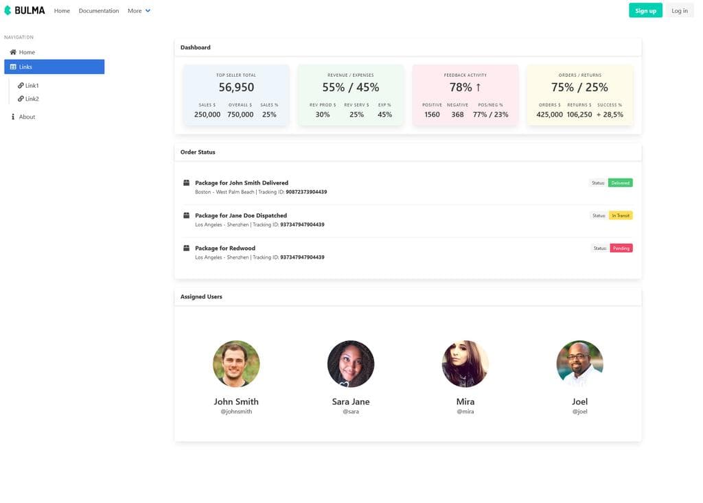 Simple Dashboard Bulma | Bulma Web App template - Gridbox