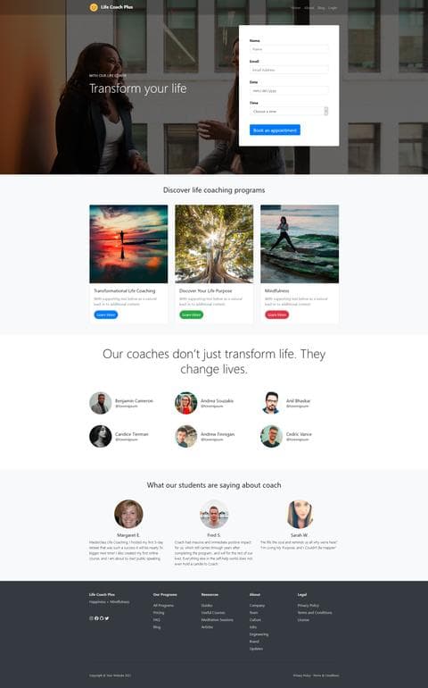 Life Coach Plus | Bootstrap 4 Landing Page template - Gridbox
