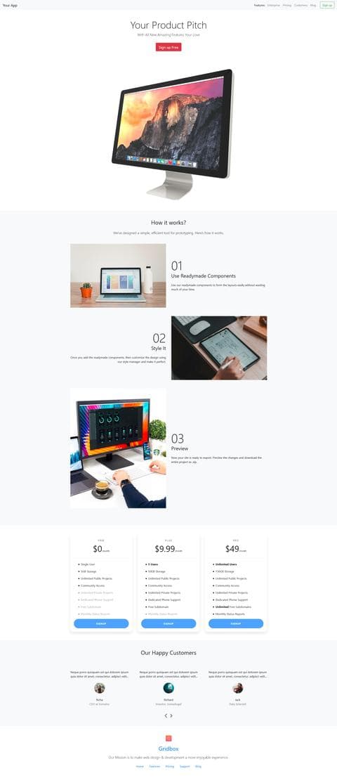 Product Lander | Bootstrap 4 Landing Page template - Gridbox