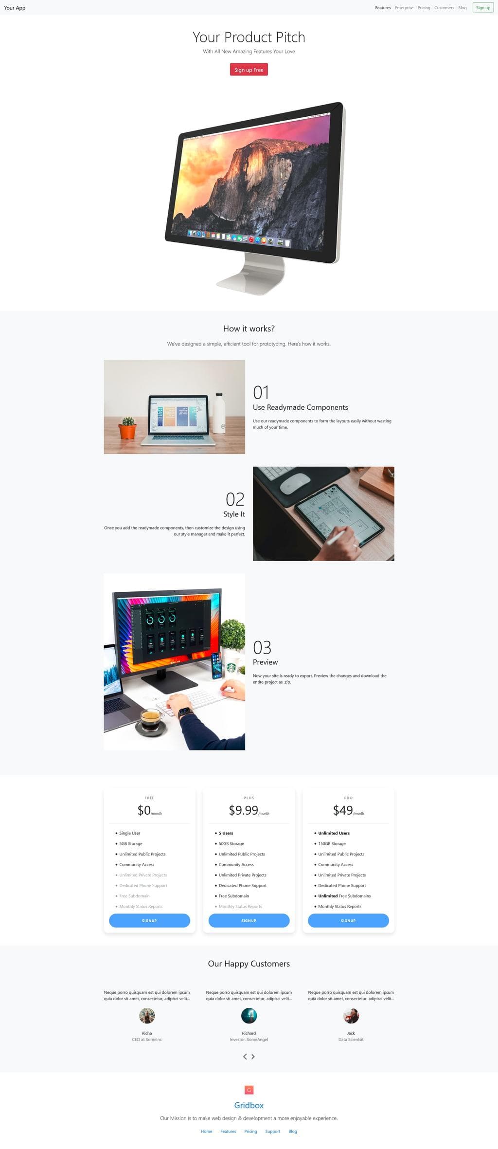 Product Lander | Bootstrap 4 Landing Page template - Gridbox
