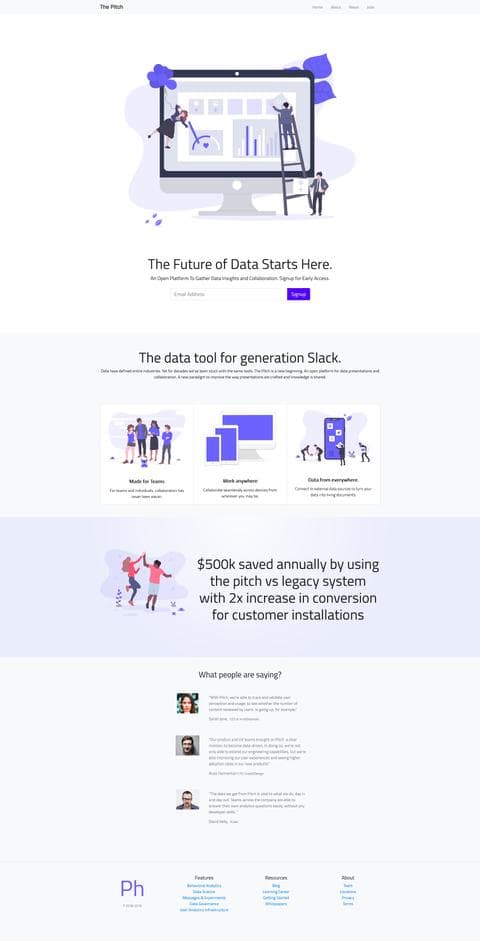 The Pitch | Bootstrap 4 Landing Page template - Gridbox